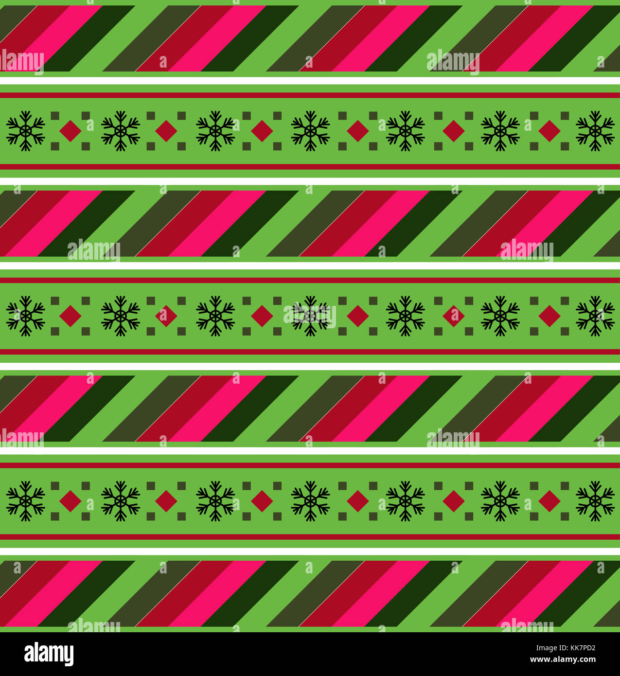 Cute festive multicolor seamless striped background with snow flakes ...