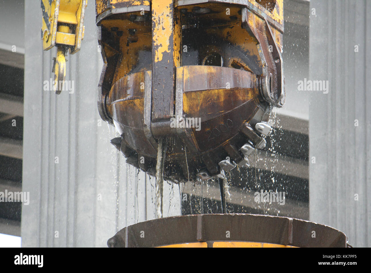 This machine is using a spherical grab used to excavate the shaft ...