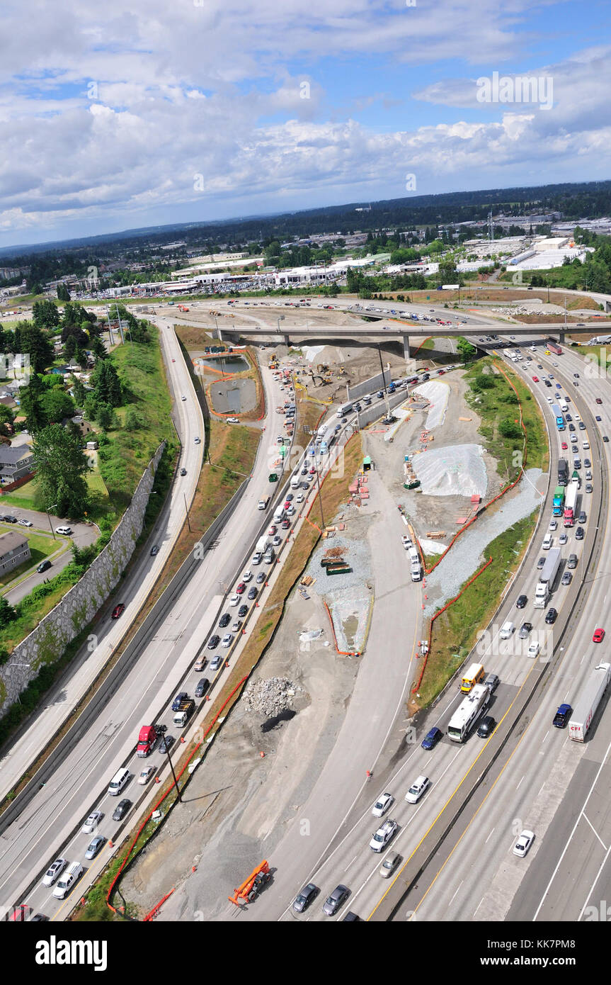 This photo shows the new northbound I-5 bridge abutments being built ...