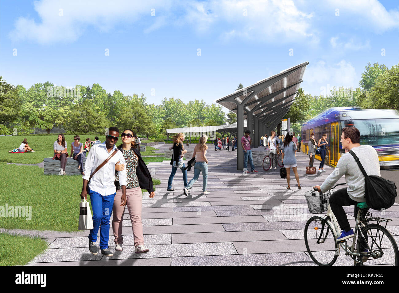 Conceptual rendering of new multimodal transit hub on the Montlake lid ...