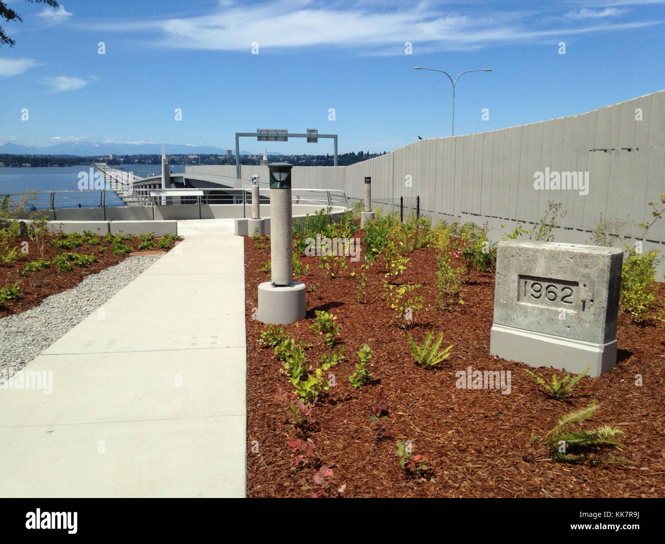A 1962 date stamp from the old SR 520 floating bridge is mounted along ...