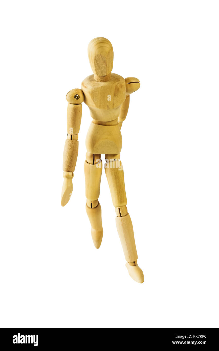 Wooden puppet action islolated with clipping path Stock Photo - Alamy