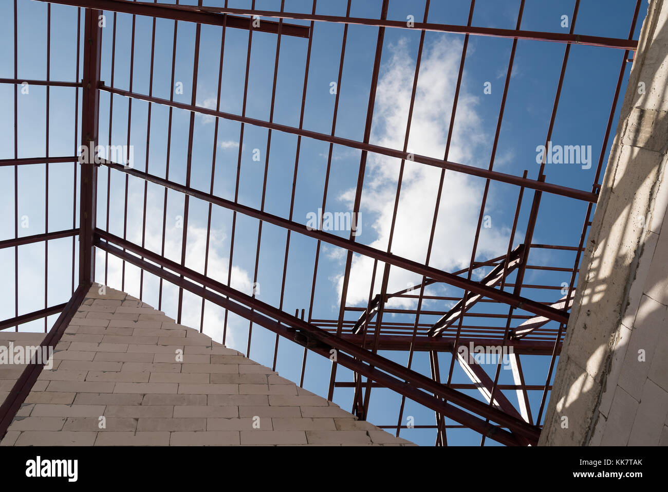 Structural steel roof beam of building residential construction Stock ...