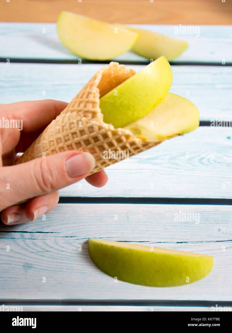 ice-cream wafer with apple Stock Photo - Alamy