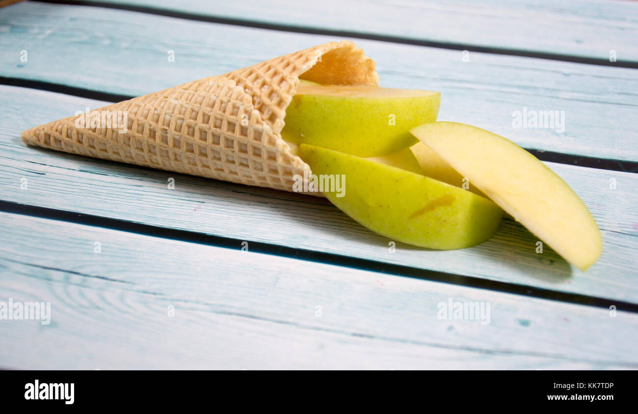 ice-cream wafer with apple Stock Photo - Alamy