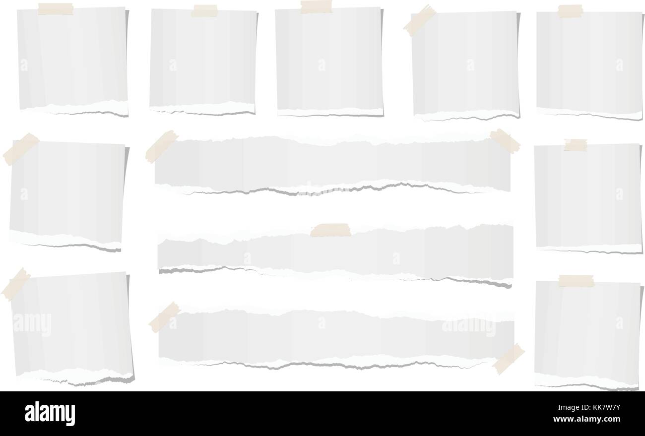 Ripped, note, notebook, copybook paper sheets for text or message stuck ...