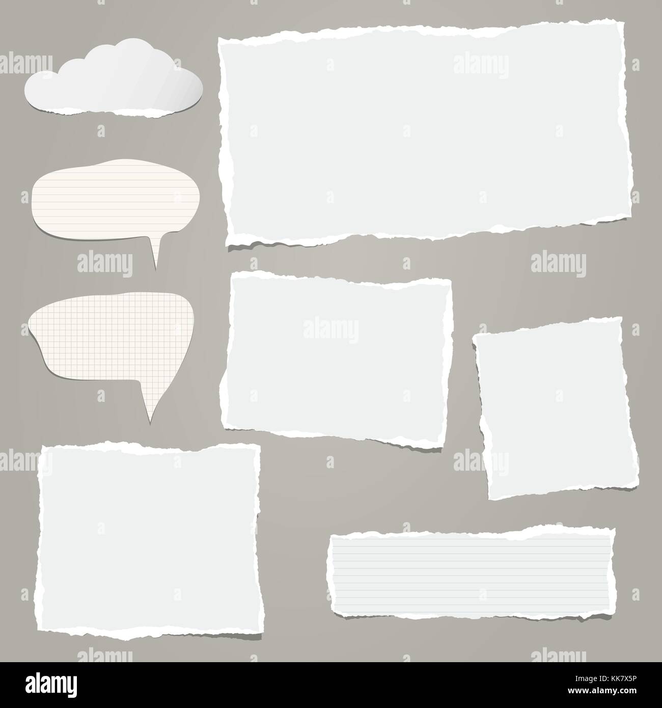 White ripped strips, notebook, note paper for text or message stuck on ...