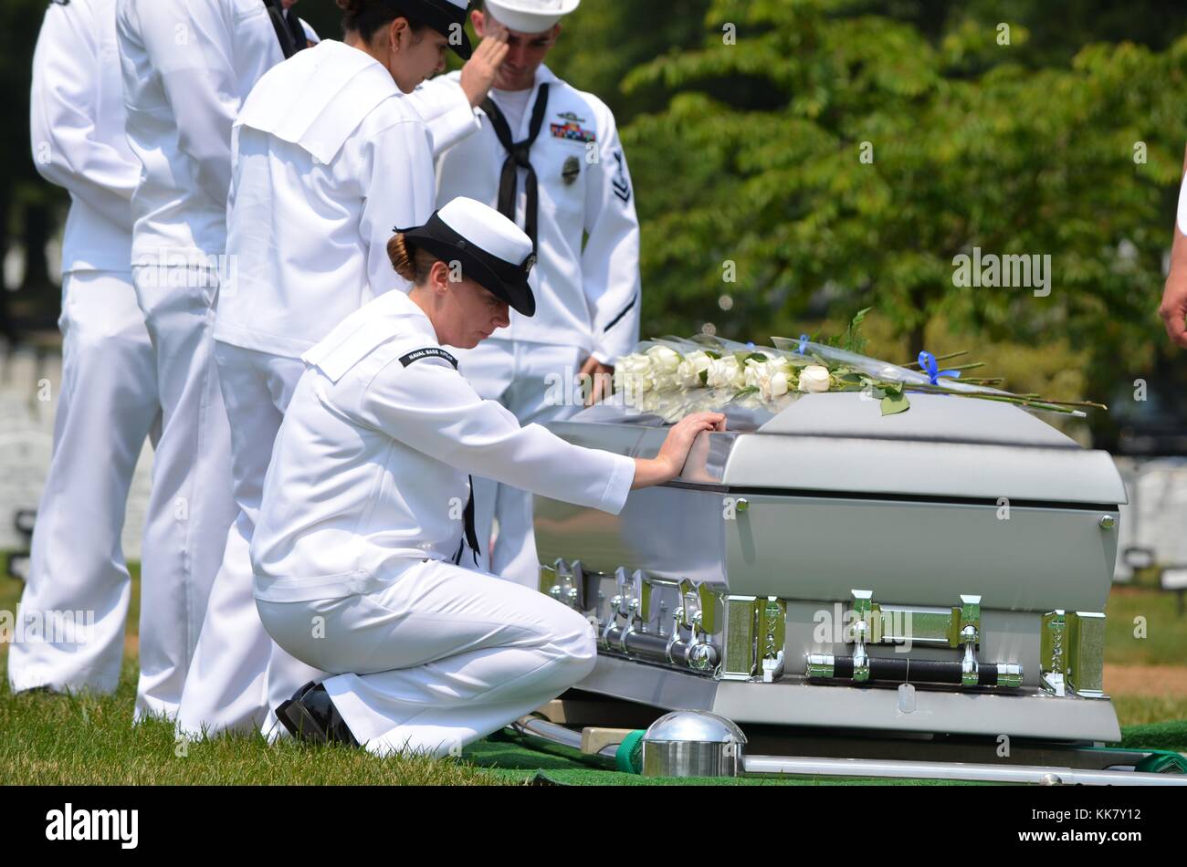 Sailors take a moment to say goodbye to Master at Arms 2nd Class Sean ...