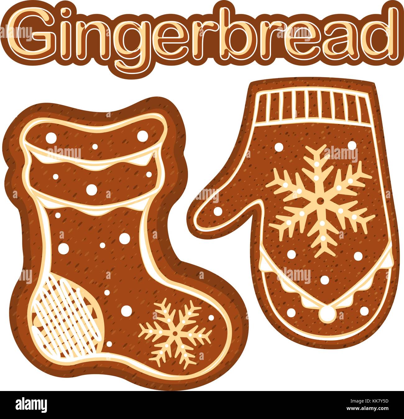 Gingerbread sock and glove colorful bright poster Stock Vector Image ...