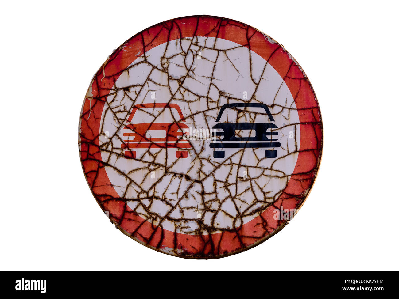 Traffic Sign Isolated on White Background. Old Rusty Road Sign Consumed ...