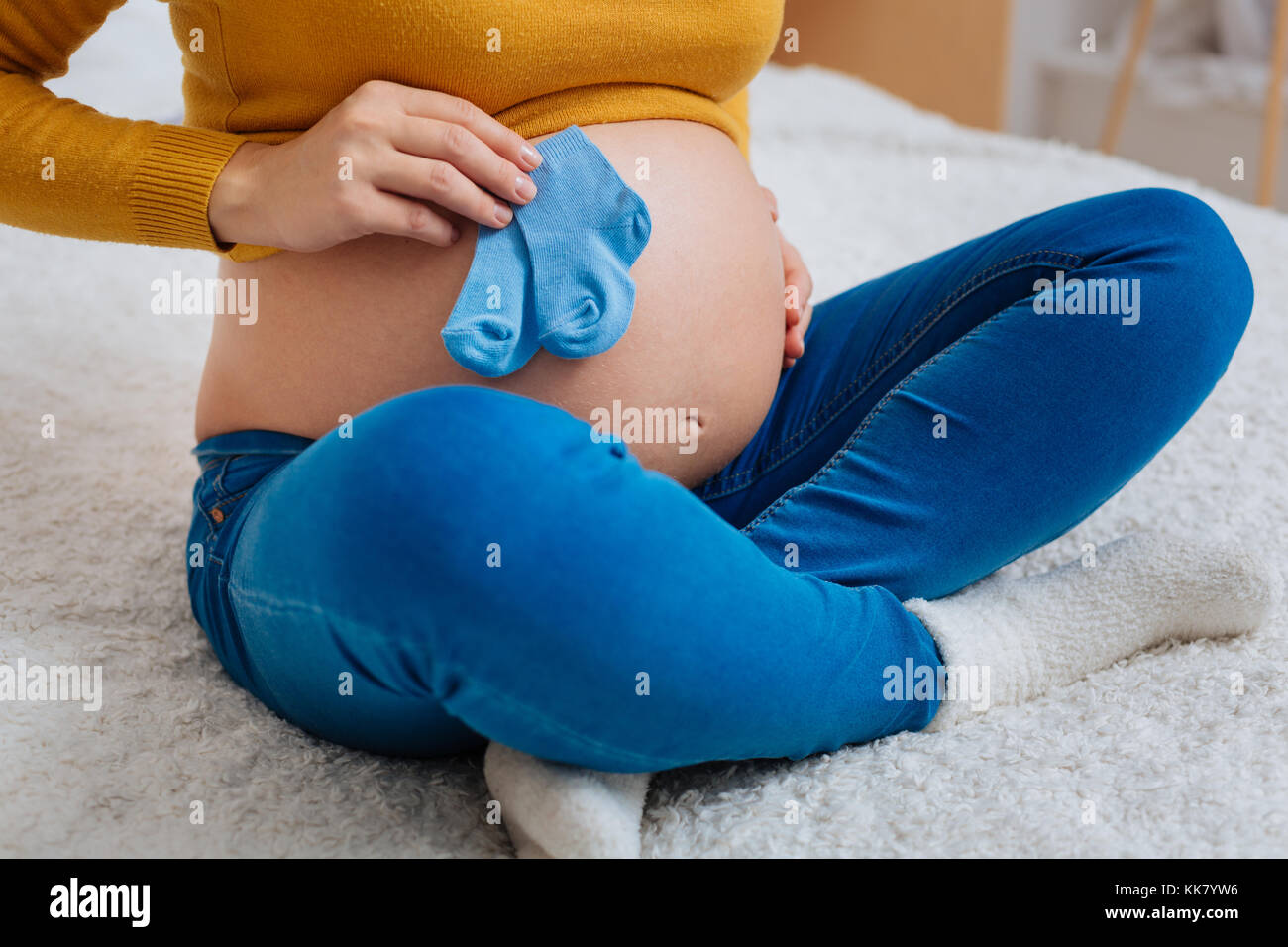 Healthy pregnancy expecting her baby boy Stock Photo - Alamy