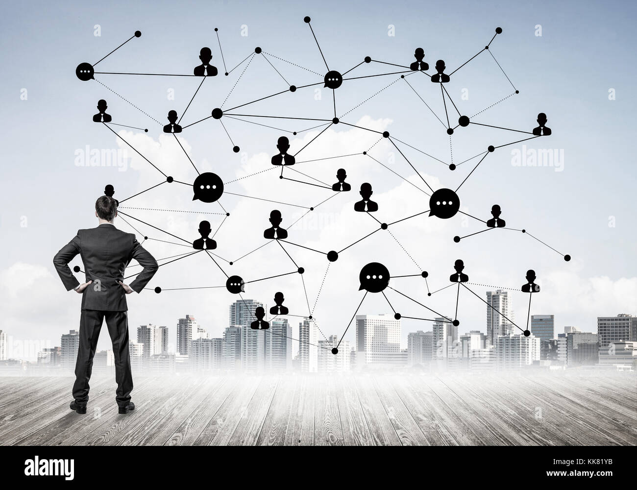 Social connection concept drawn on screen as symbol for teamwork Stock ...