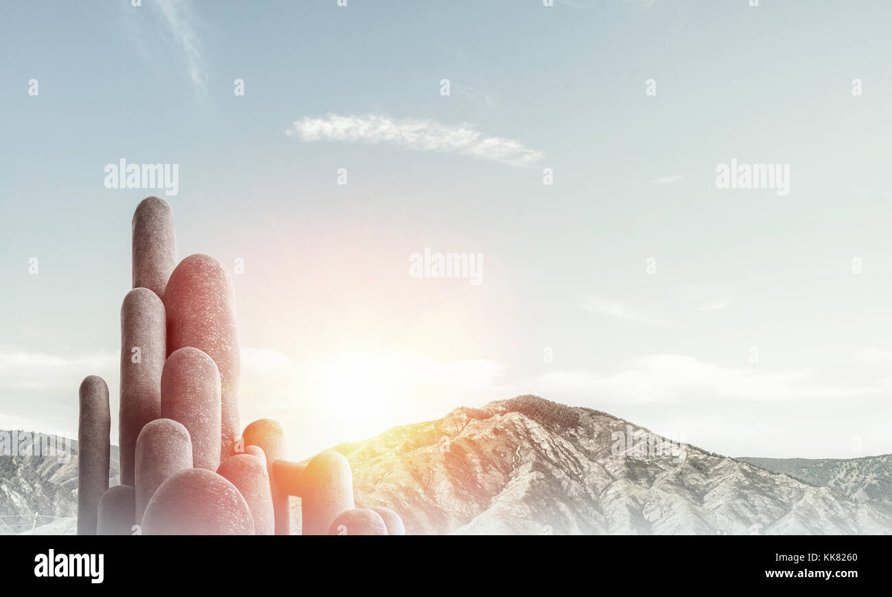 Multiple stone columns with breathtaking landscape Stock Photo - Alamy