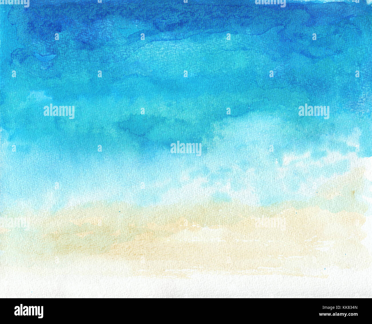 Ocean watercolor hand painting illustration Stock Photo - Alamy