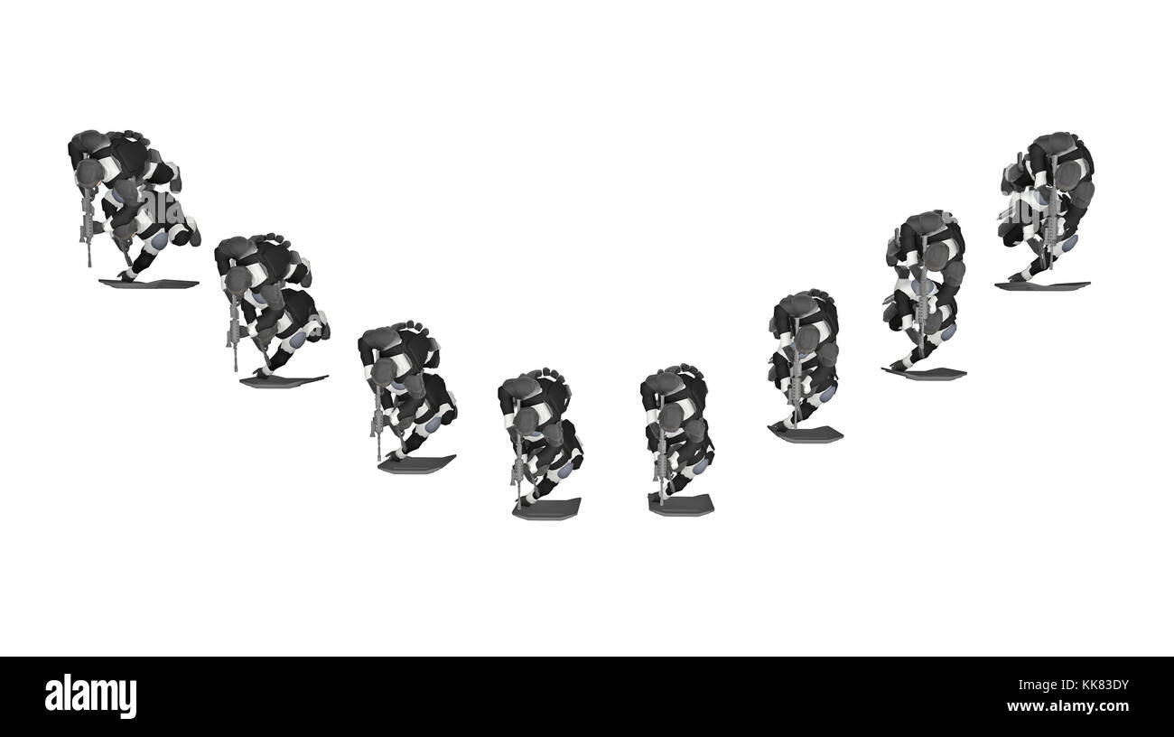 group swat with shields top view isolated on white. 3d rendering Stock ...