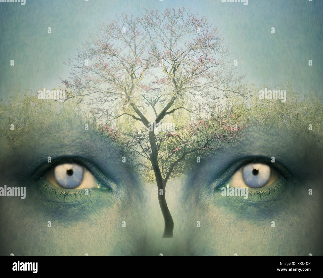 Beautiful artistic fantasy background representing a two human eyes and ...