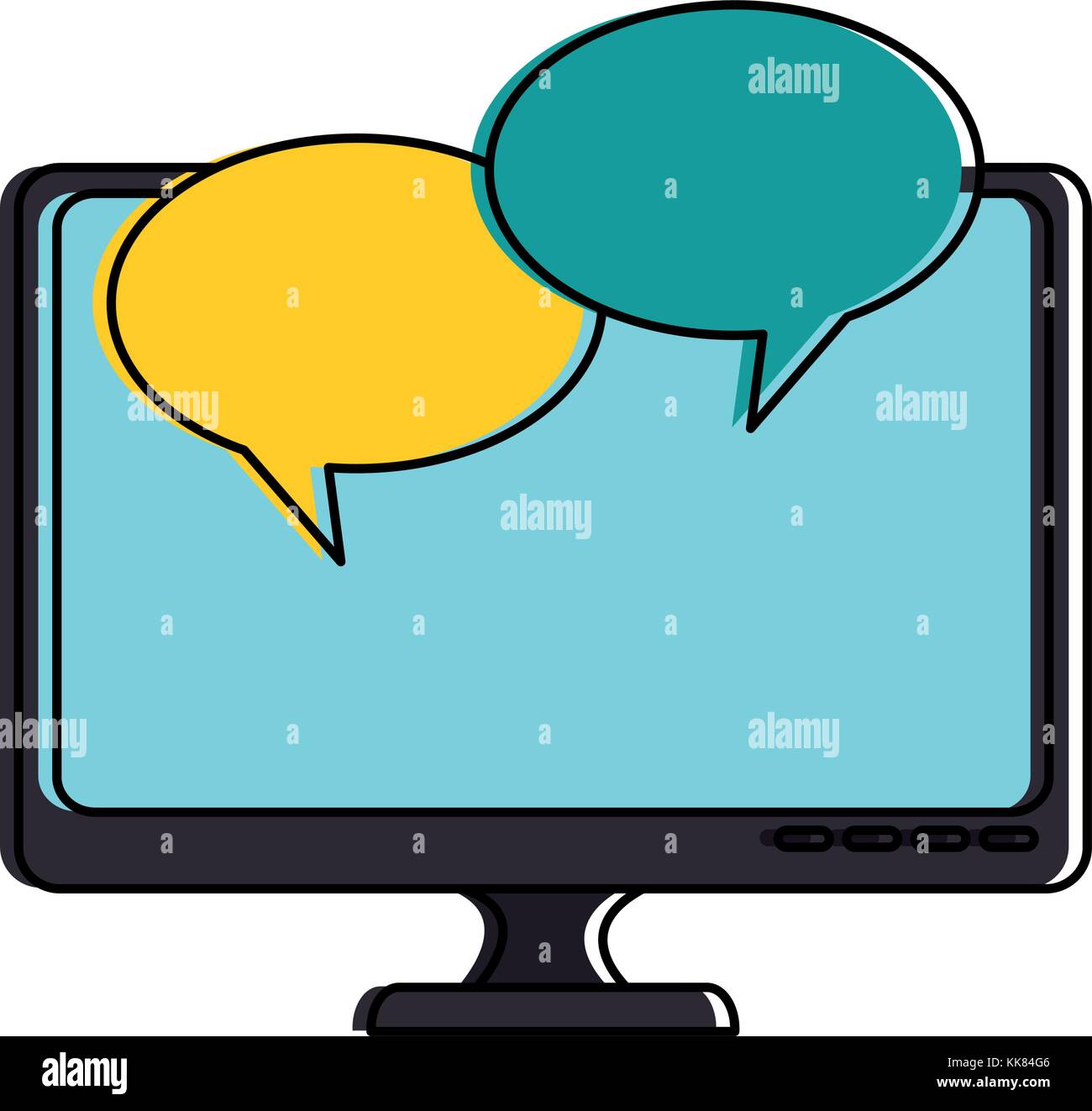 monitor computer with speech bubbles Stock Vector Image & Art - Alamy
