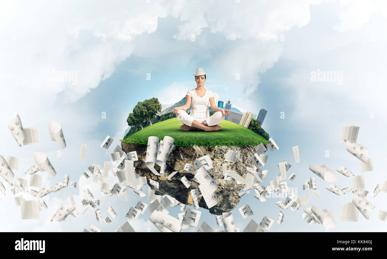 Young woman keeping mind conscious Stock Photo - Alamy