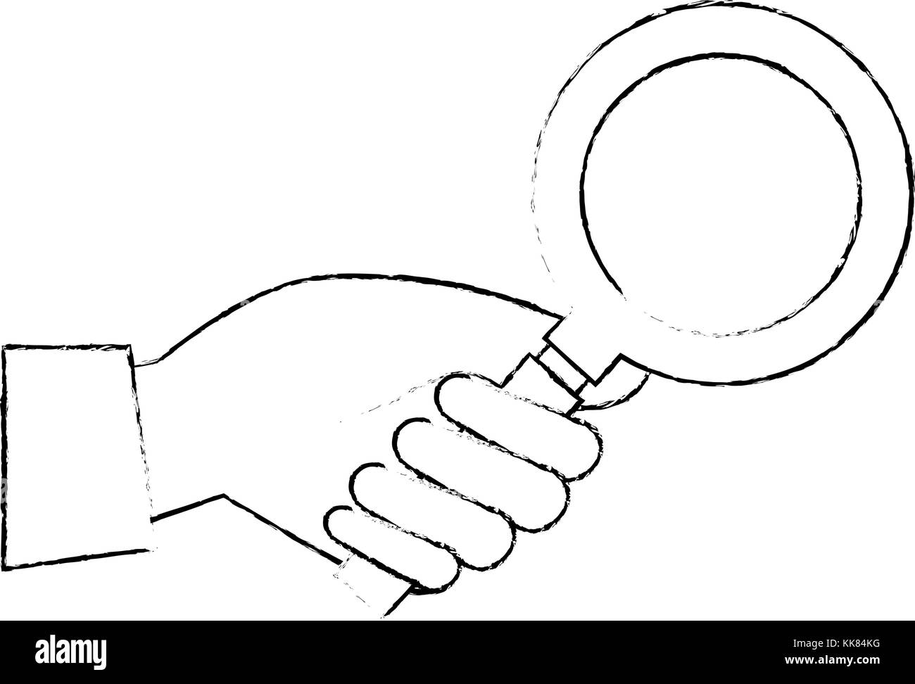 Hand human magnifying glass icon Black and White Stock Photos & Images ...
