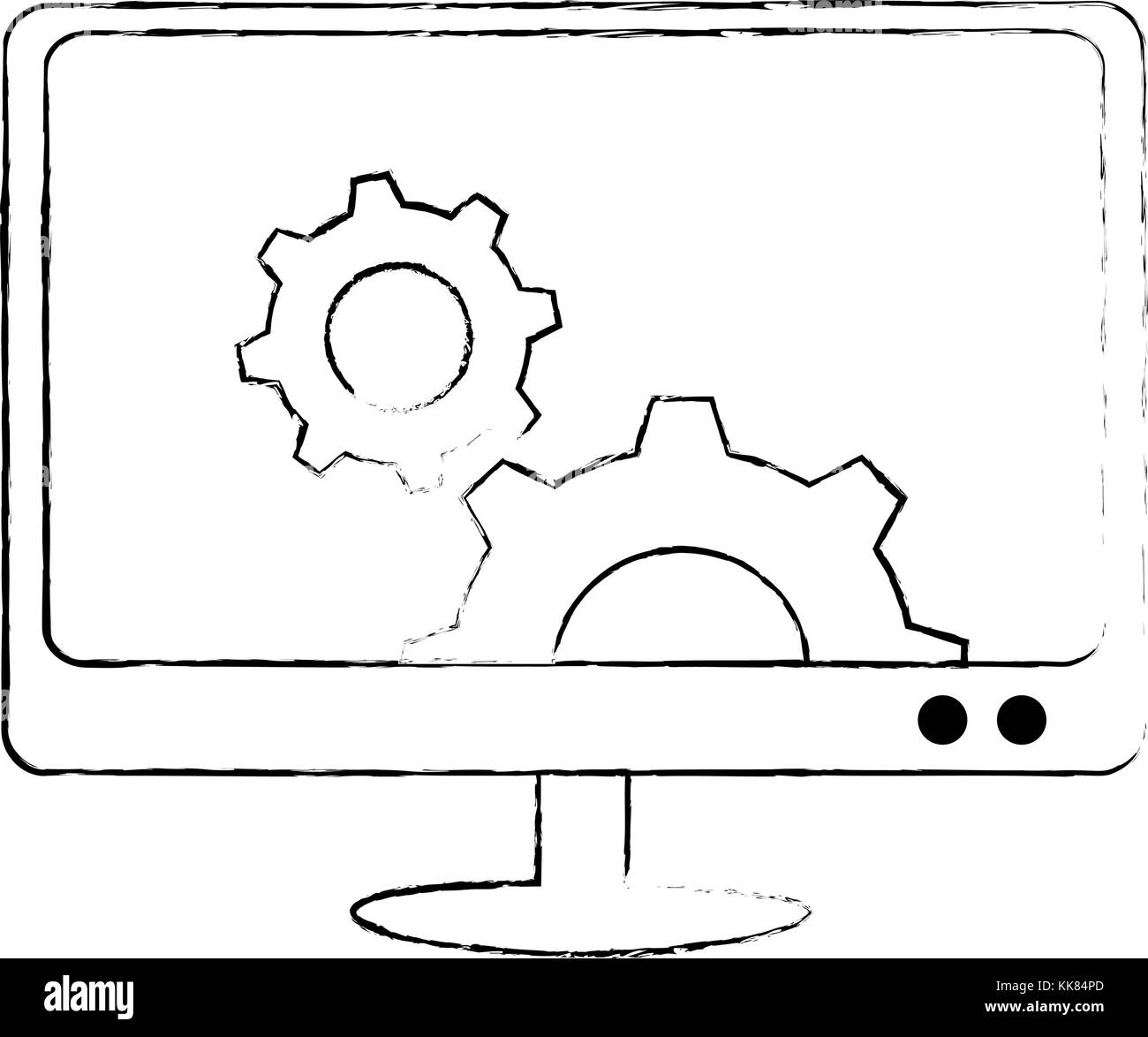 monitor computer with gears Stock Vector Image & Art - Alamy