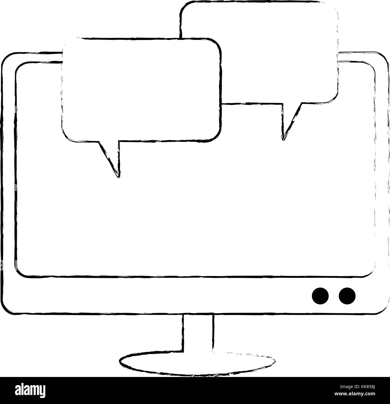 monitor computer with speech bubbles Stock Vector Image & Art - Alamy