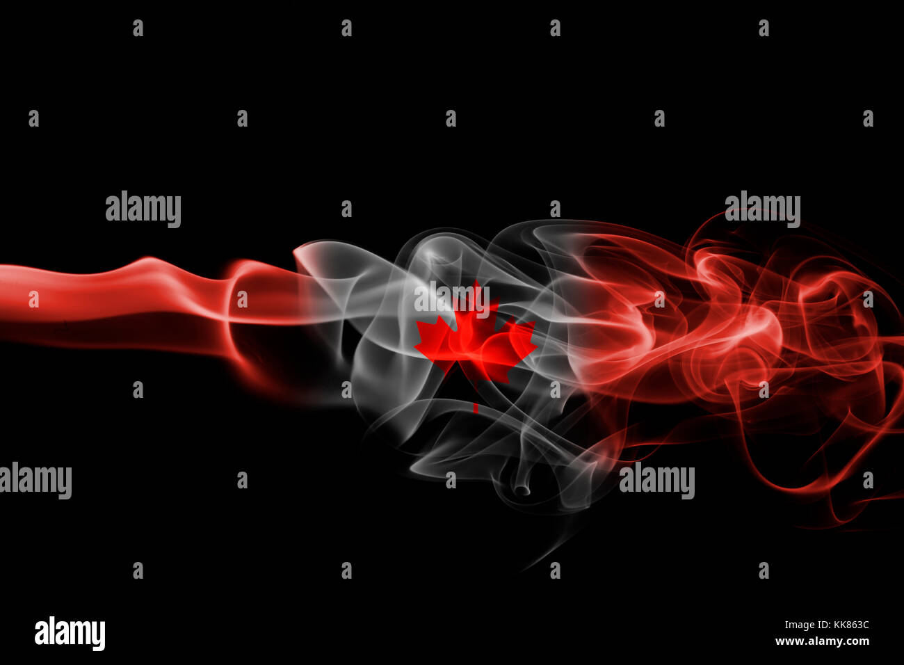 National smoke flag of Canada isolated on black background Stock Photo ...