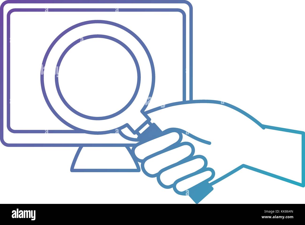 monitor computer with magnifying glass Stock Vector Image & Art - Alamy