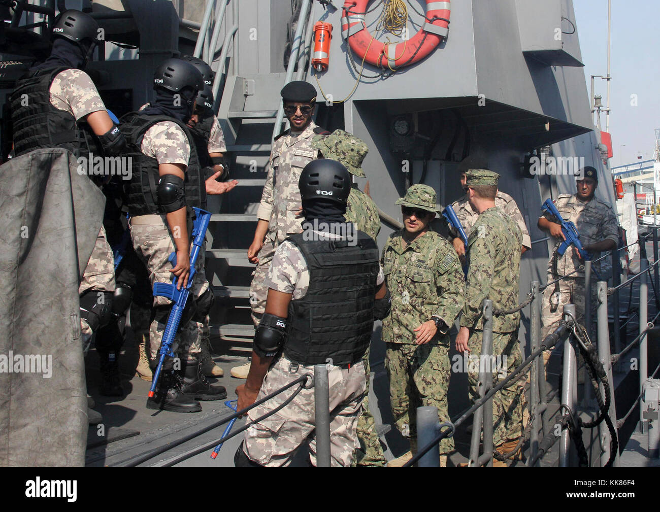 (HAMAD PORT, Qatar) A Qatari Emiri Naval Forces boarding team rehearses ...