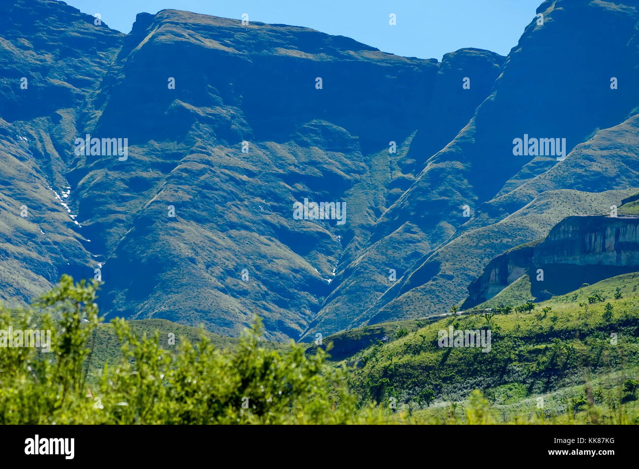 Big rocks and source of Thukela river in Drakensberg mountain, South ...