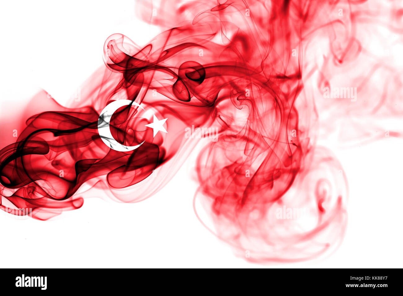 National smoke flag of Turkey isolated on white background Stock Photo ...