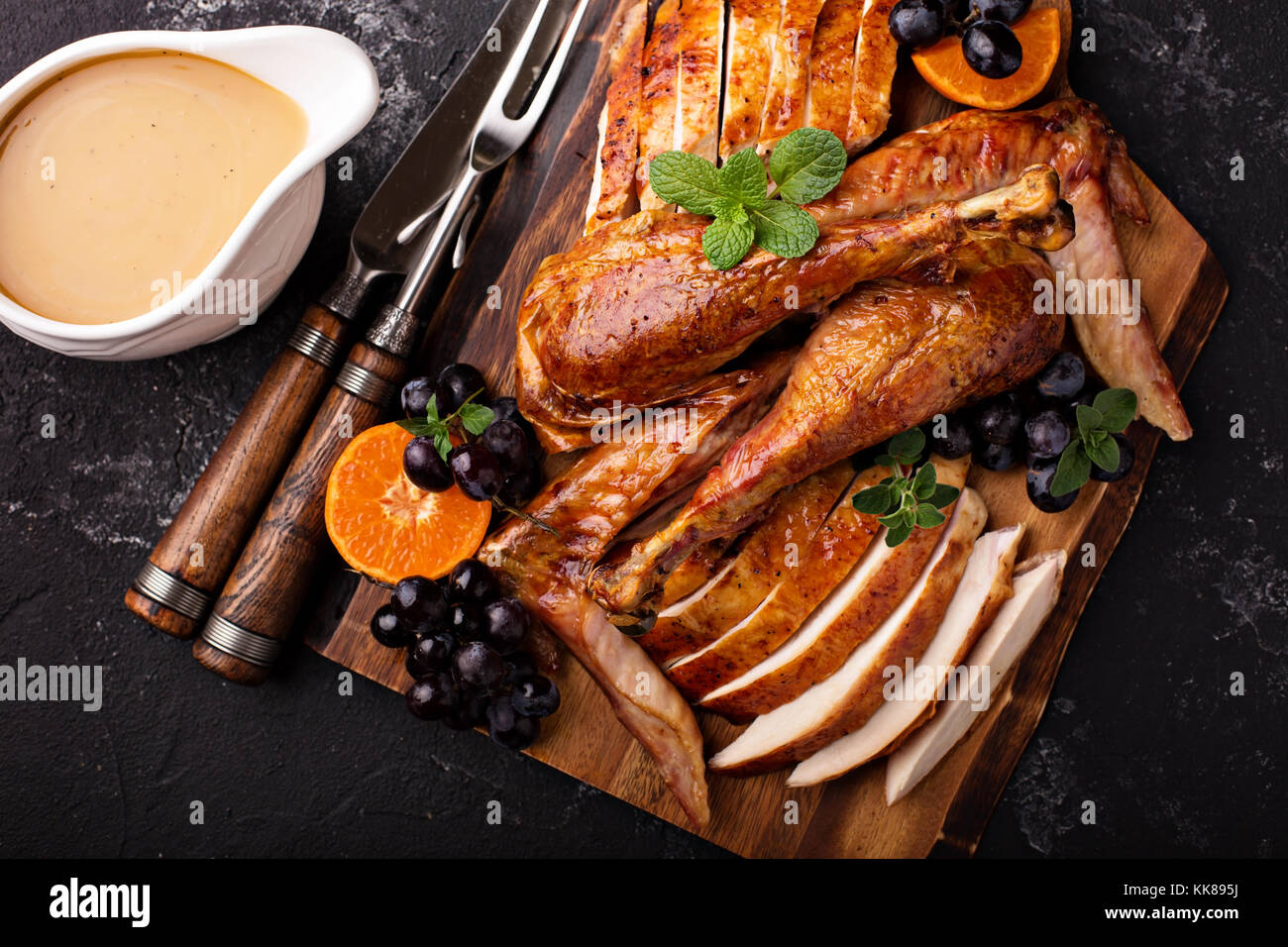 Cutting turkey meat dinner hi-res stock photography and images - Alamy