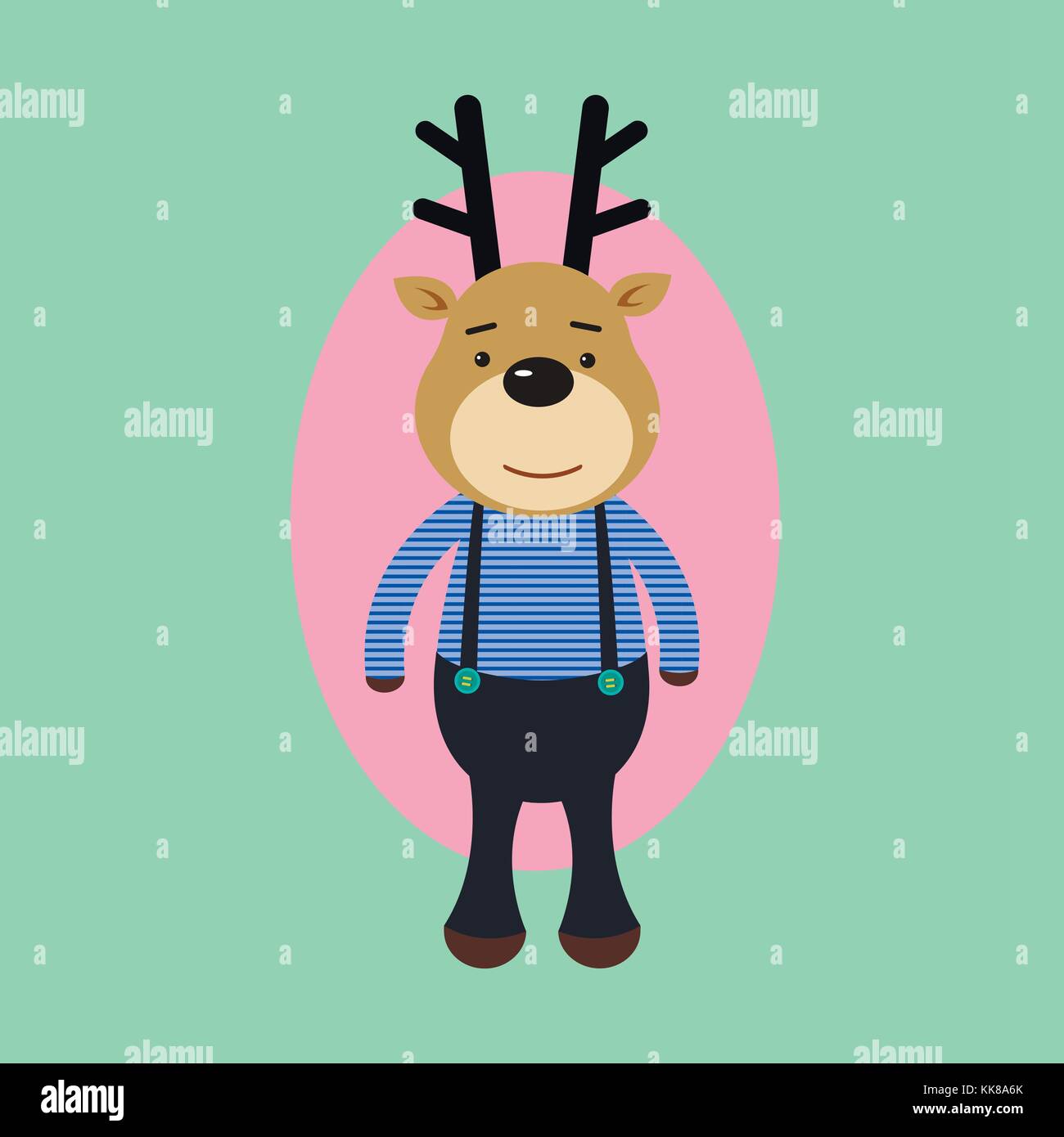 portrait of cute cartoon reindeer vector illustratiom, banner Stock ...