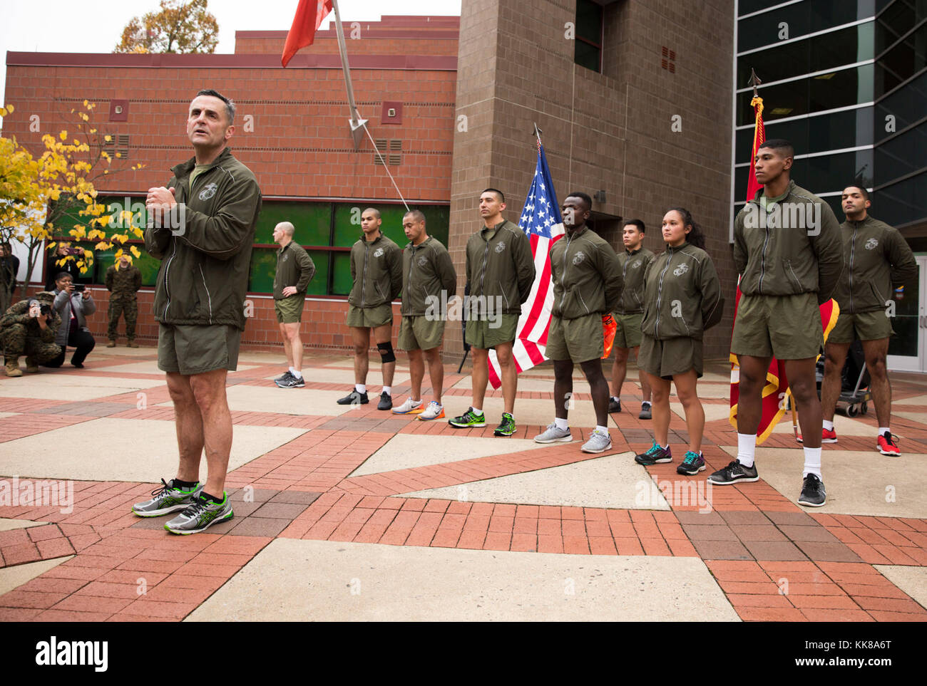Marine Lt. Gen. Michael A. Rocco speaks to a crowd of his Marines about ...