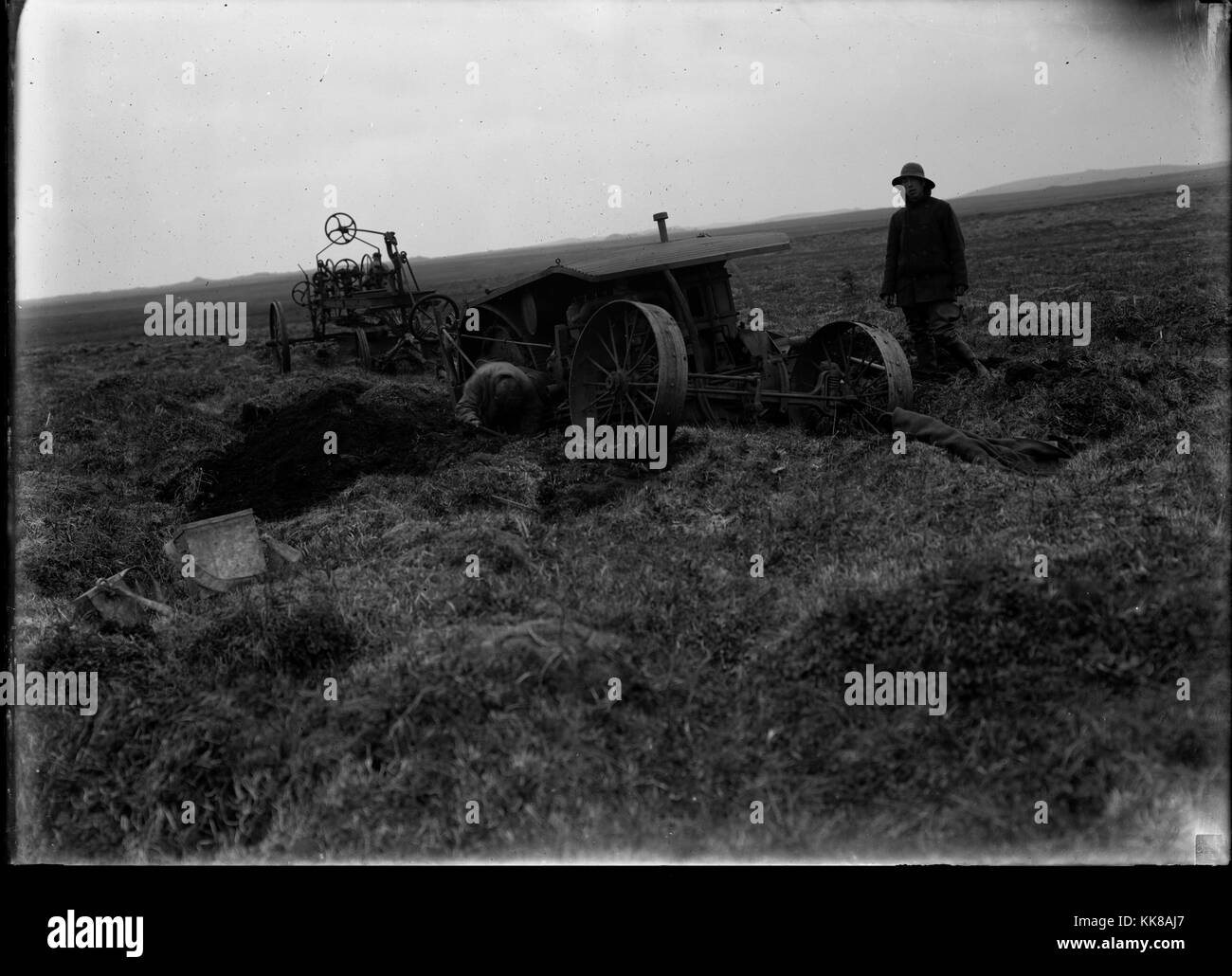 Tractor Stuck at Halfway Point, Pribilof Islands Glass Plate Negatives ...