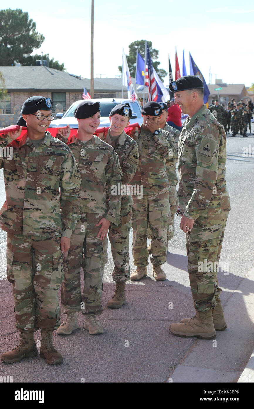 Col. Eric S. Strong, commander of 1st Brigade Combat Team, speaks to ...