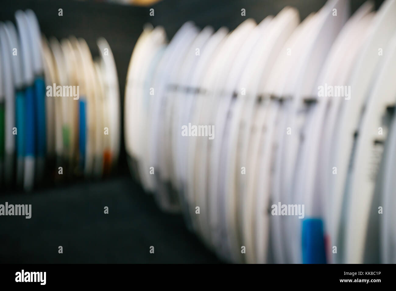 Set of different new white surf boards Stock Photo - Alamy