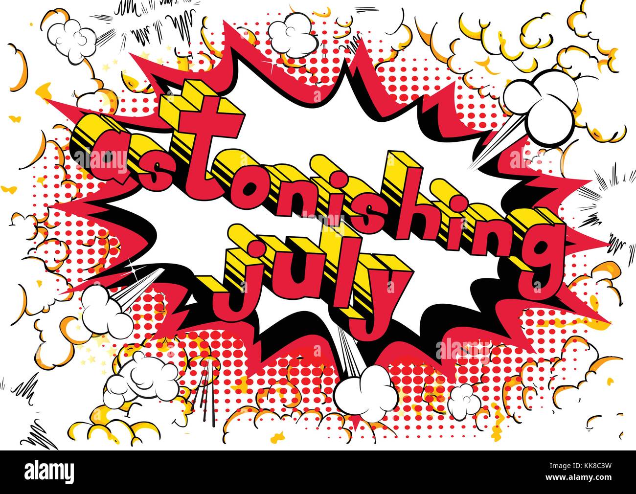Astonishing July - Comic book style word on abstract background Stock ...
