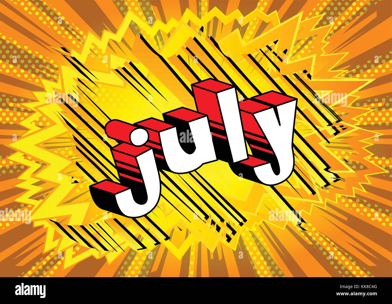 July - Comic book style word on abstract background Stock Vector Image ...