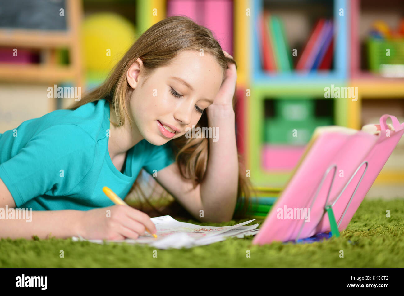 girl doing homework Stock Photo - Alamy
