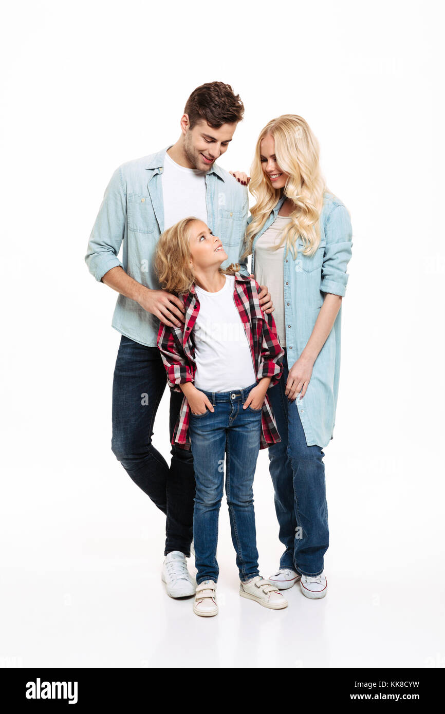 Family Standing White Background