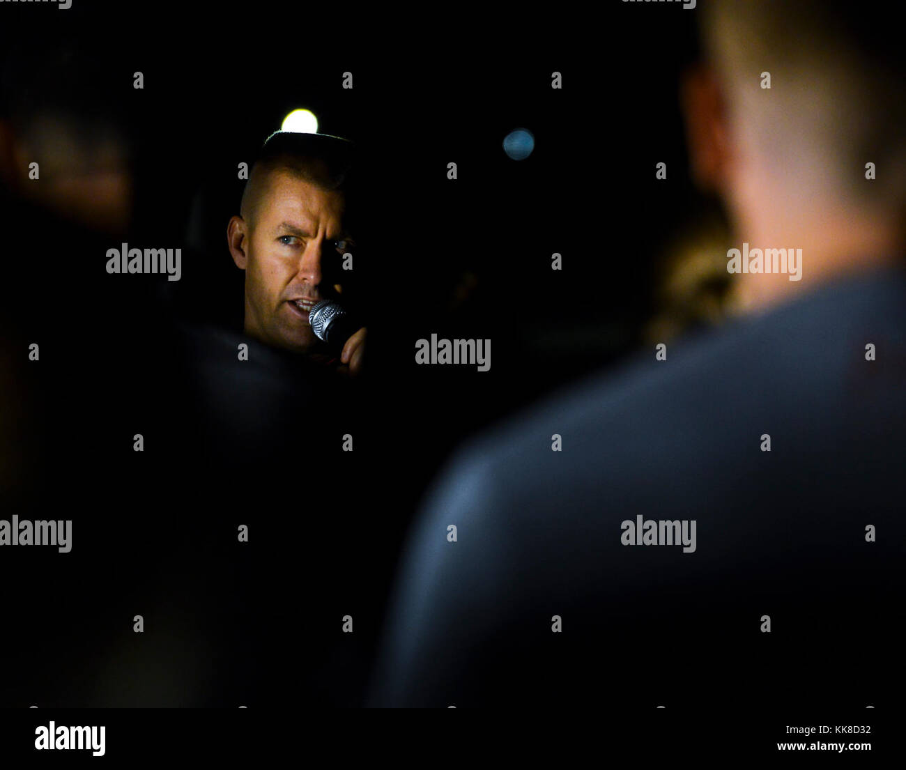 Brig. Gen. Brook Leonard, 56th Fighter Wing commander, gives a speech ...
