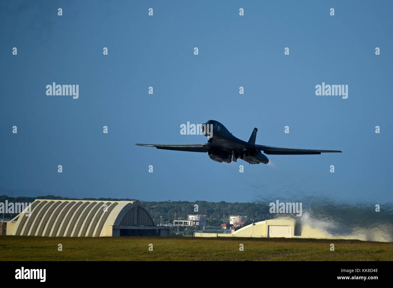 A U.S. Air Force B-1B Lancer assigned to the 37th Expeditionary Bomb ...