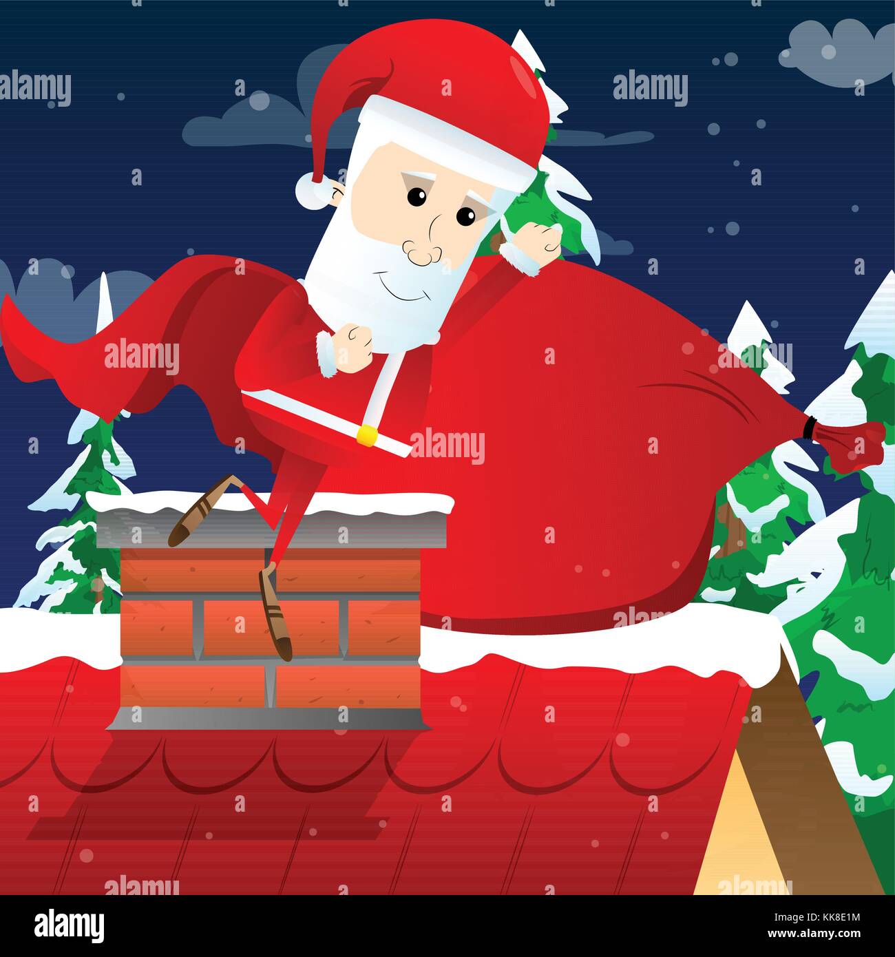 Santa Claus as a superhero, wearing a cape. Vector cartoon character ...