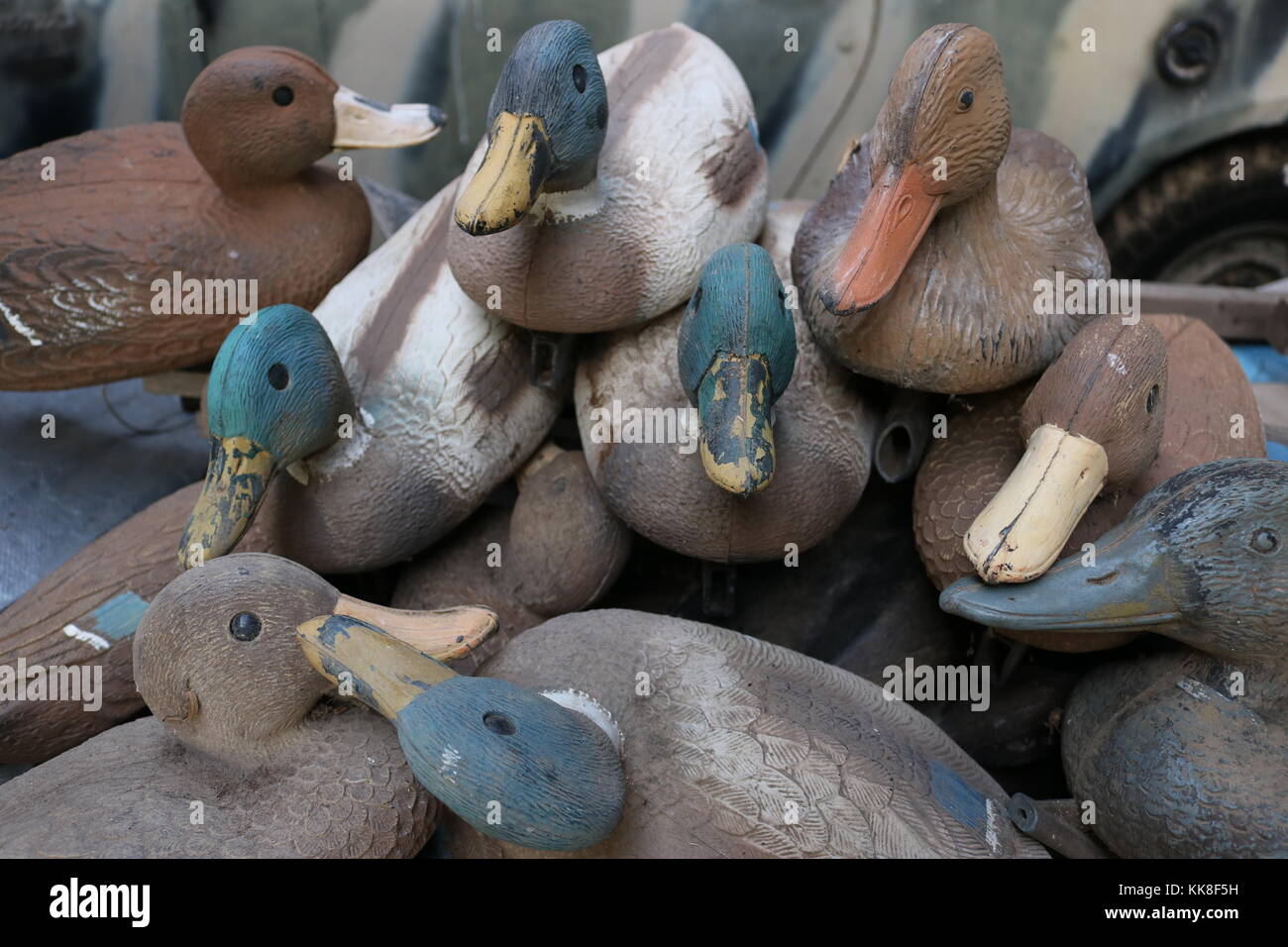 Pile of duck decoys Stock Photo - Alamy