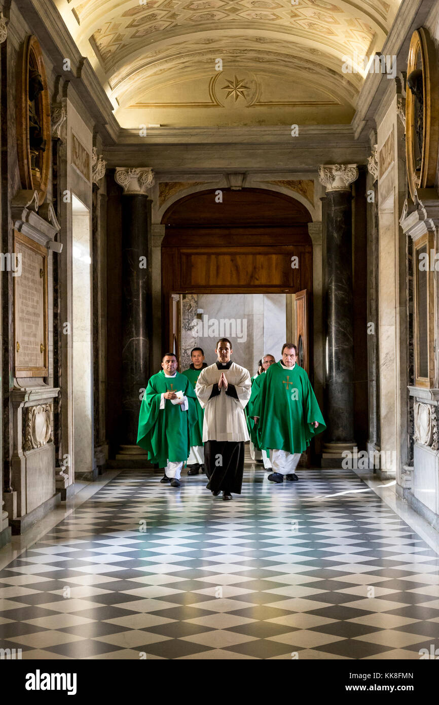 Vatican, November 19, 2017: Procession of priests approaching in ...