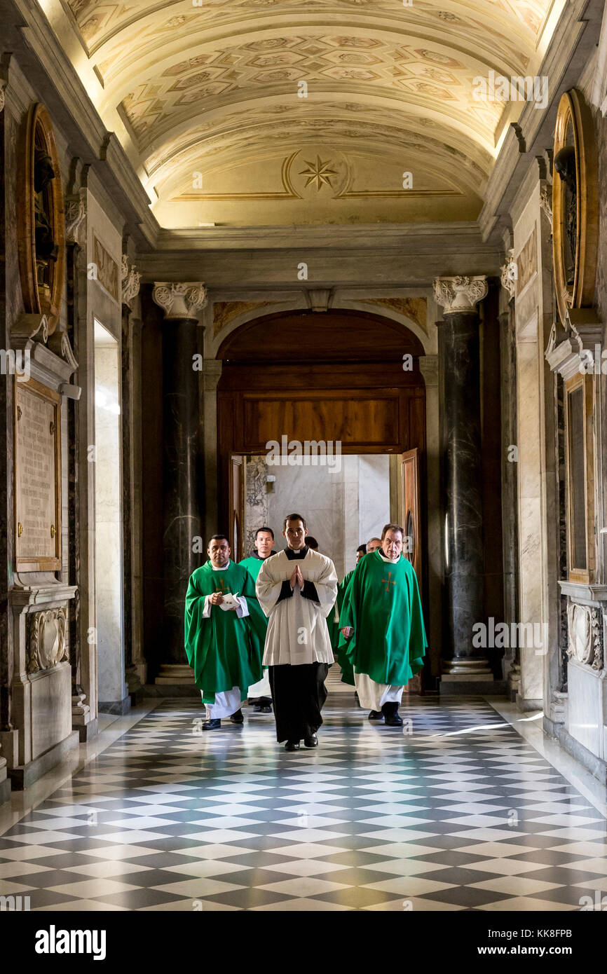 Vatican, November 19, 2017: Procession of priests approaching in ...