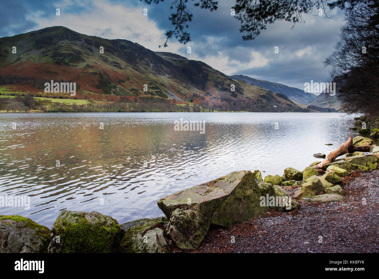 View over Buttermere lake in Winter Stock Photo - Alamy