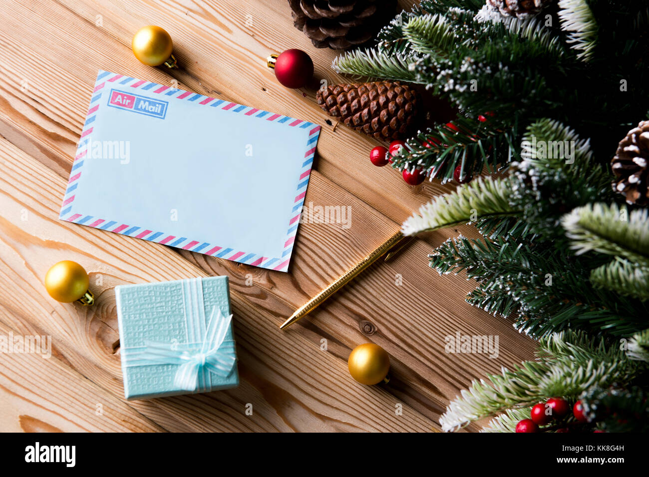 Blank message paper in christmas festive concept Stock Photo - Alamy