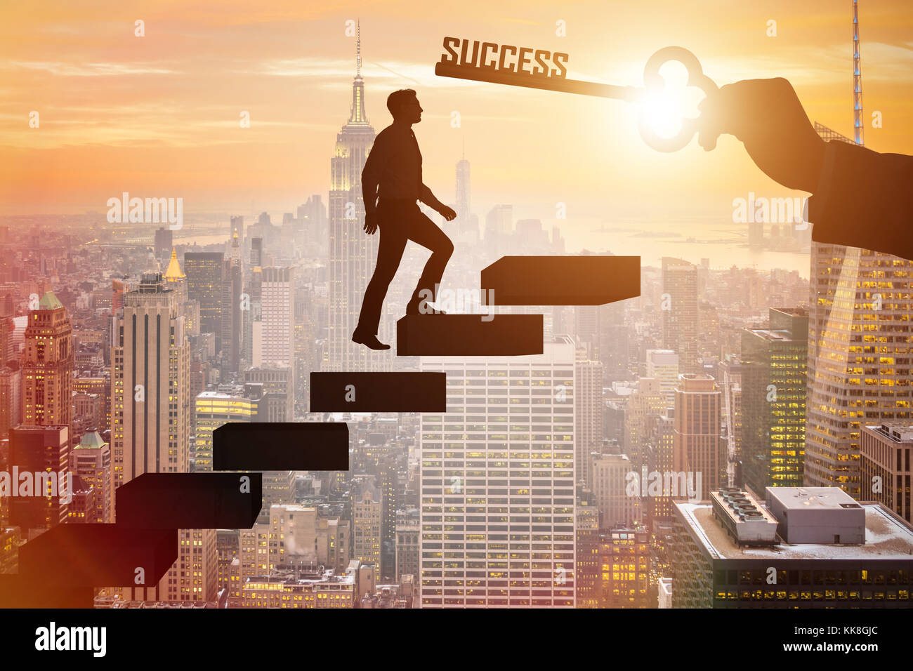 Businessman climbing the career ladder of success Stock Photo - Alamy