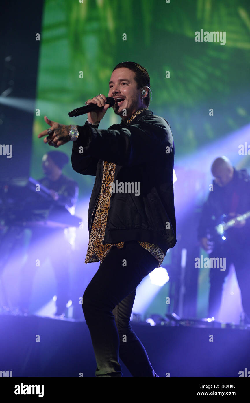 MIAMI, FL - NOVEMBER 05: J Balvin performs on stage at iHeartRadio ...